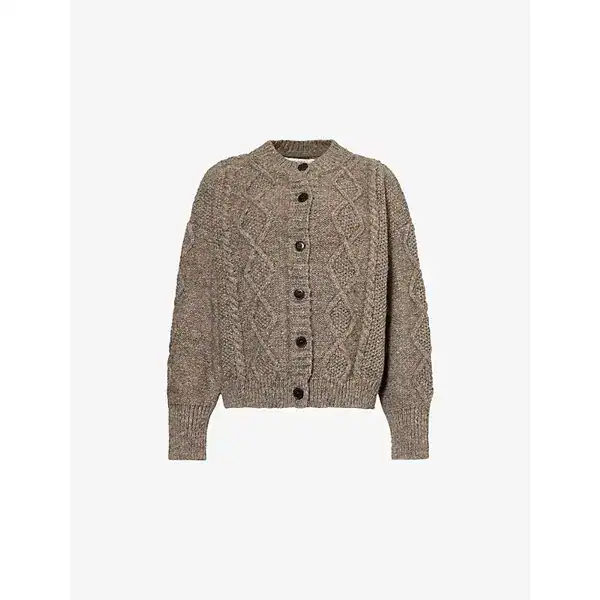 Skall Studio Agnete Cable-Knit Wool Cardigan - Light Brown